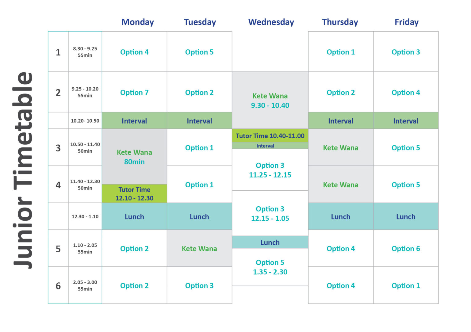Hagley College student timetable